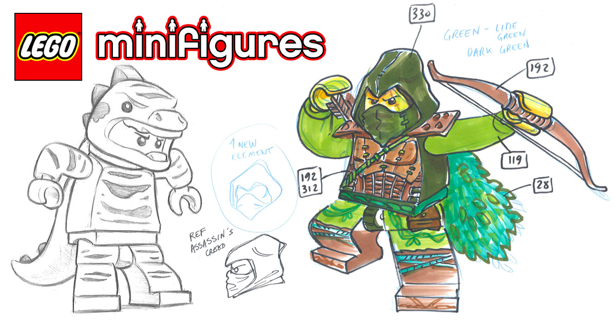 Designer de minifigs à collectionner LEGO : les croquis préliminaires ...