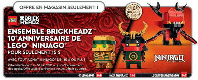 Nouveauté LEGO BrickHeadz 40490 Ninjago 10th Anniversary : comment l ...